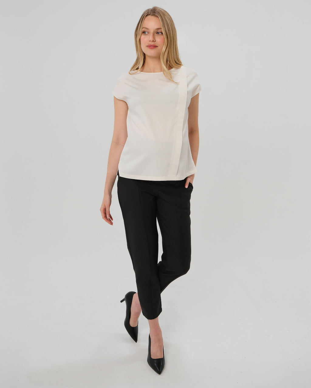 Black Maternity Dress Pants for Work | Tailored Slim Leg – MARION Maternity